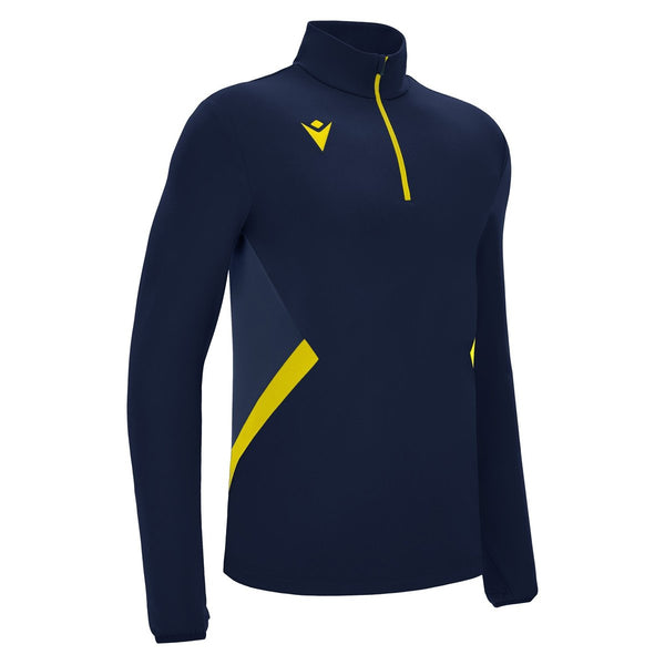 Macron Piave Half Zip - Navy/Yellow - footballkitsdirect.com
